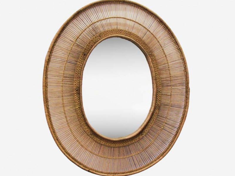 African Creative :: Large Rattan Mirror - Natural
